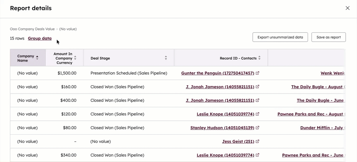 Drill down i dashboard-rapporter